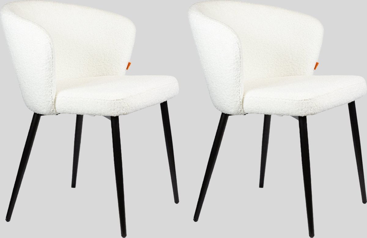 Lina Teddy Eetkamerstoel Everest - Set van 2 Crème - Woonkamerstoel | bol