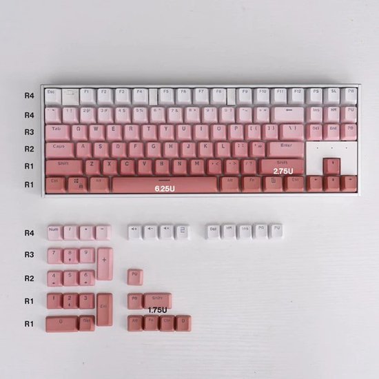 Keycaps Gradient Pink | OEM | PBT | Double Shot | 120 Keys | bol