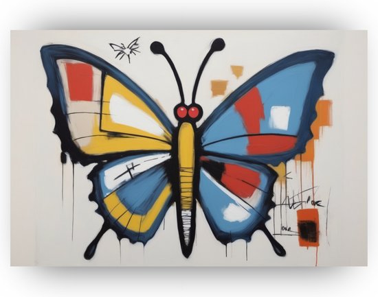 Vlinder Basquiat - Vlinder canvas schilderij - Canvas schilderijen Jean ...