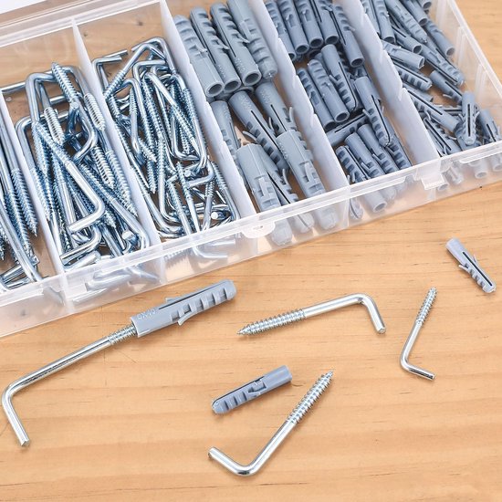 Schroefhaken, L-vorm, 150 stuks haakschroeven, L-haken, fotohaken om te ...
