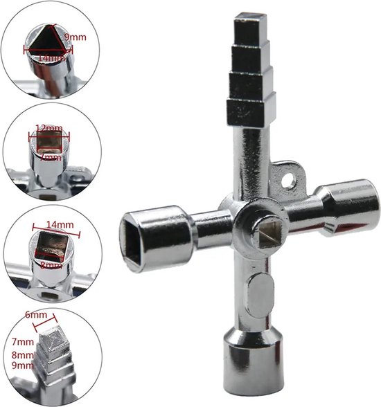 Universeel Schakelkastsleutel 7 in 1 - Kruissleutel - Vierkantsleutels ...