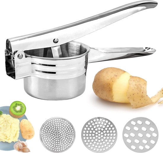 Aardappelpers van roestvrij staal met 3 schijfjes, spätzlepers ...