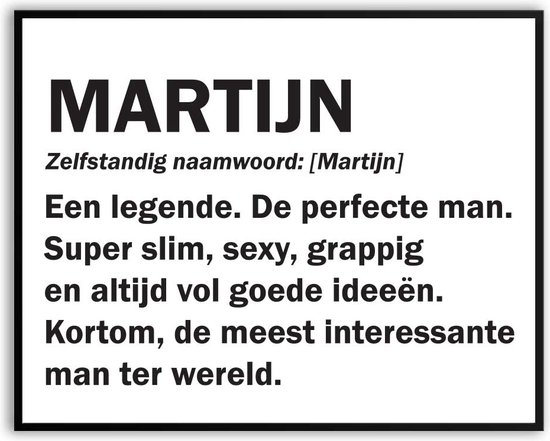 Martijn betekenis Grappig Fotolijst met glas 30 x 40 cm - Cadeau - Man ...