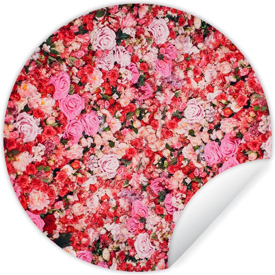 WallCircle - Muurstickers - Behangcirkel - Bloemen - Kleuren - Rozen - ⌀ 140 cm -... | bol
