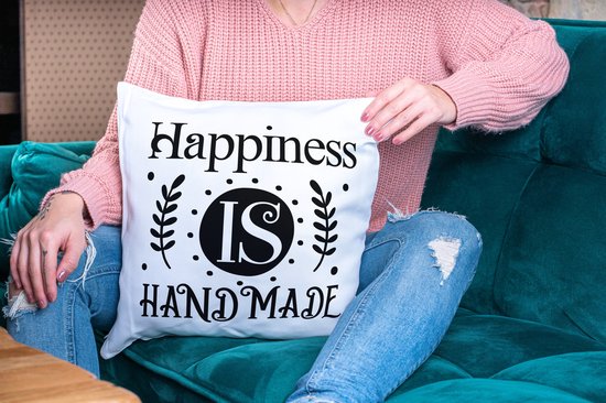 Knutsel Kussen met tekst: Happiness is handmade | Knutselen | Crafting ...