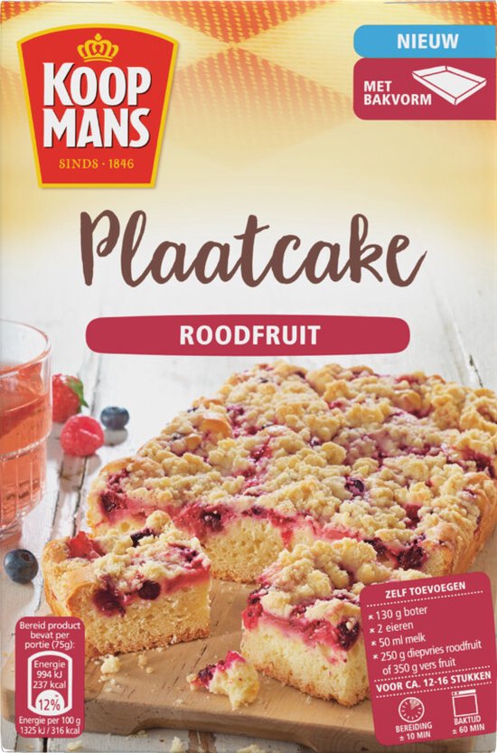 Koopmans Plaatcake roodfruit 450 gr | bol