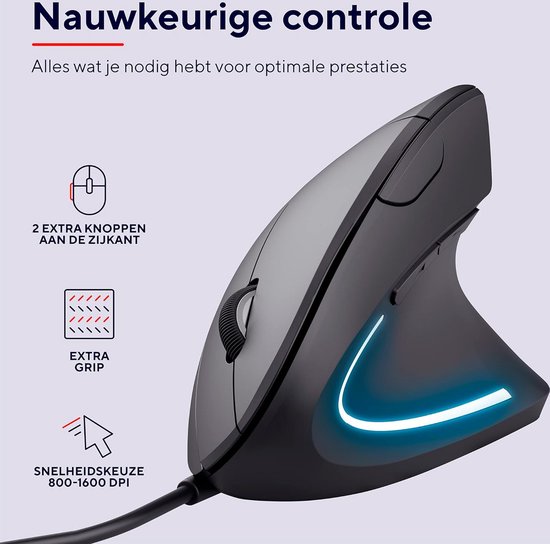 Ergonomische Muis | Verticaal | Grijs | bol