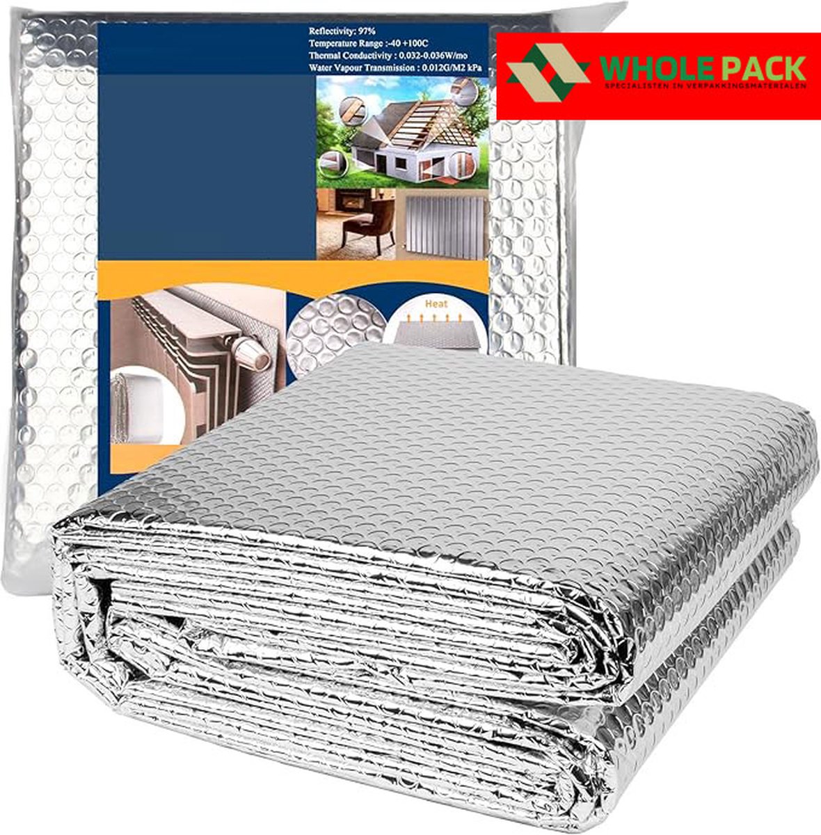 Radiatorfolie + 12 sterke magneten - 500cm × 60cm - Isolatie achter ...