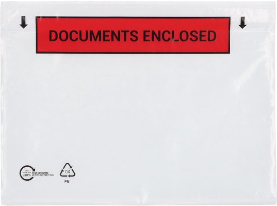 x Paklijstenvelop A6 Documents Enclosed 160 x 120 mm - Met plakstrip ...