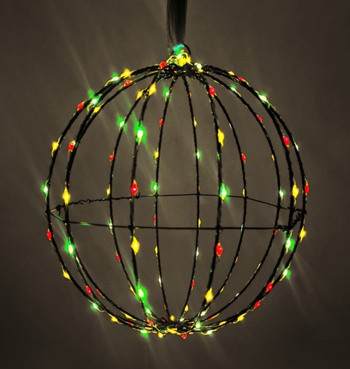 Licht bol met Zwart Metalen Frame 30 cm - warm wit licht en rood -geel ...