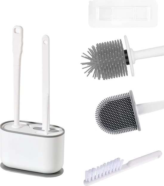 Toiletborstel, set voor 3 wc-borstels met ventilatiesleuven, siliconen ...