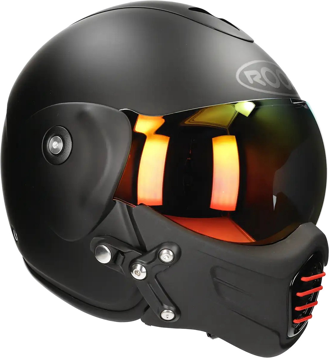 ROOF Helm Roadster Iron mat zwart / rood maat XS | bol