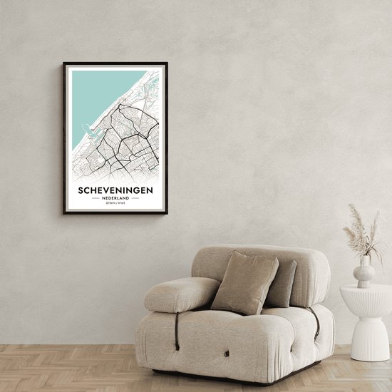 Scheveningen Poster Blauw | Scheveningen Map | Kaart van Scheveningen ...