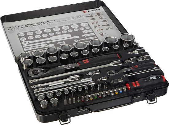 Dopsleutelset 1/4 + 1/2 inch, met ratel in koffer, 60-delig | bol