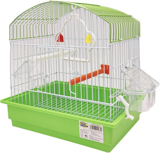 Vogelkooi voor parkieten, kanarievogels, met voederbak, springveer ...