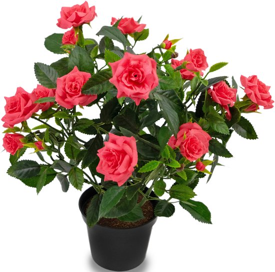 Greenmoods Kunstplanten - Kunstplant - Mini Rose - Zijde - 35 cm | bol