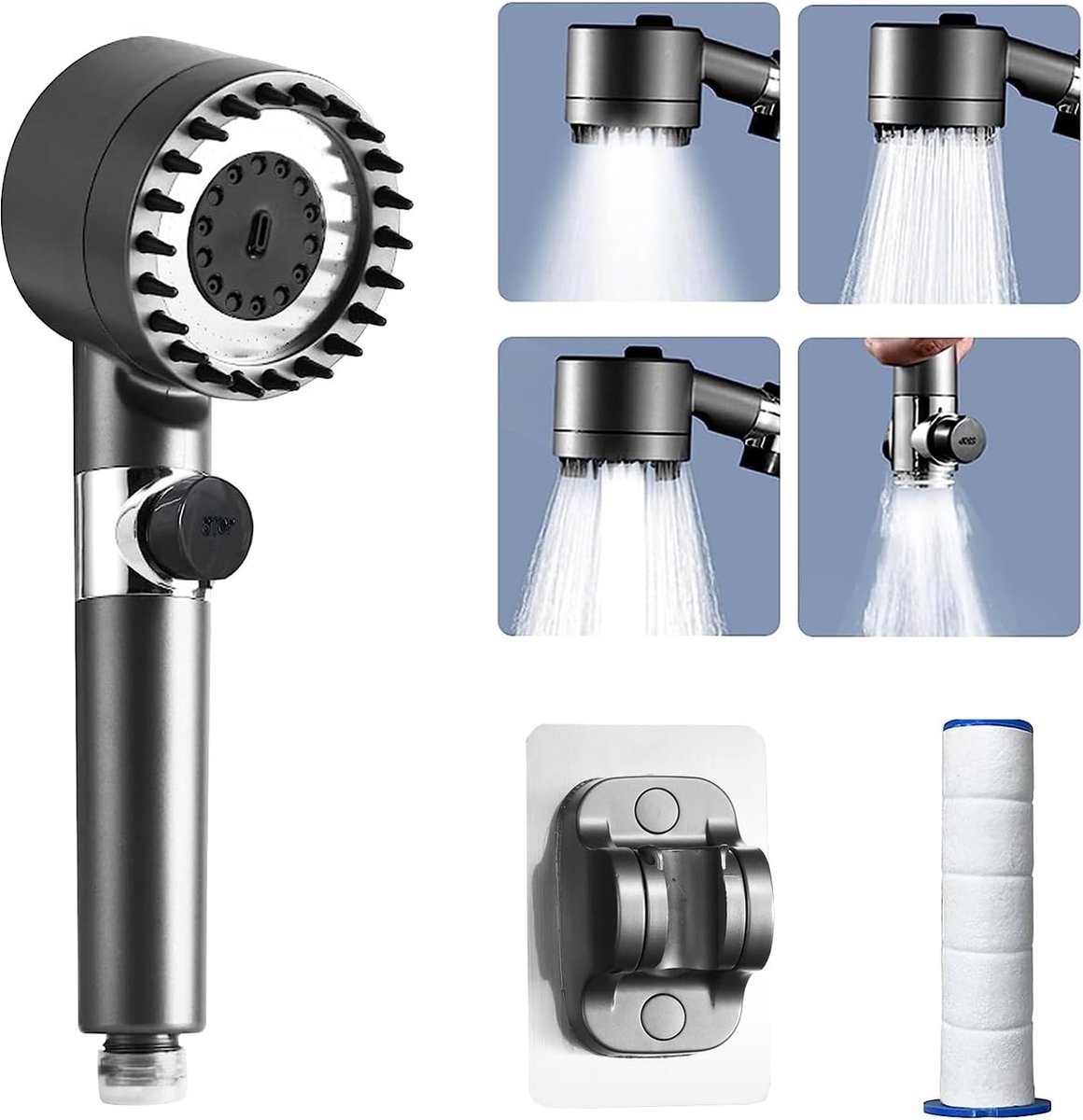 Douchekop Hogedruk waterbesparende handdouche Massagedouche met 4 modi ...