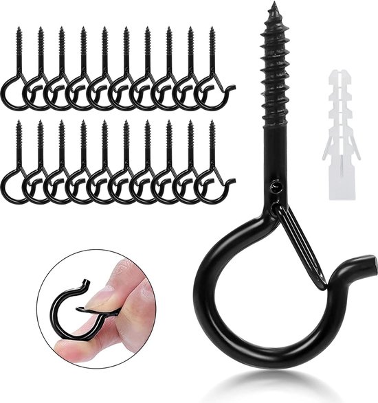 Schroefhaken, 20 stuks roestvrijstalen haakschroeven met zekering ...