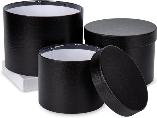 Set van 3 ronde geschenkdoosjes bloemenbox met folie opbergdoos met ...
