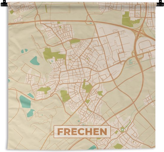 Wandkleed - Wanddoek - Frechen - Plattegrond - Vintage - Stadskaart ...