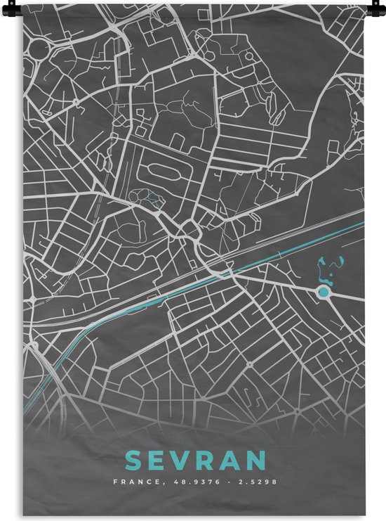 Wandkleed - Wanddoek - Sevran - Frankrijk - Plattegrond - Kaart ...