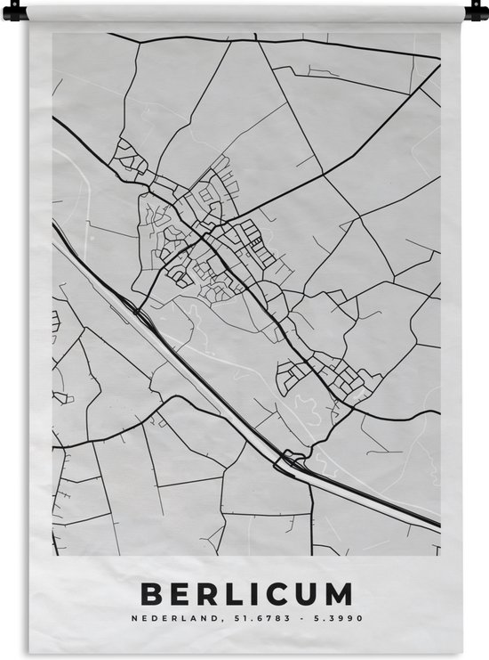 Wandkleed - Wanddoek - Kaart - Plattegrond - Berlicum - Stadskaart ...