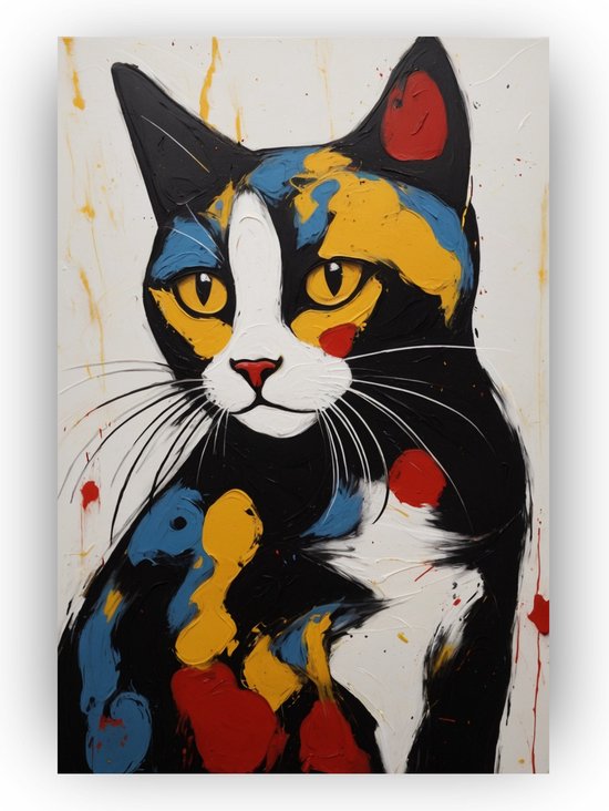 Kat Jackson Pollock stijl poster - Kat muurdecoratie - Posters Jackson ...