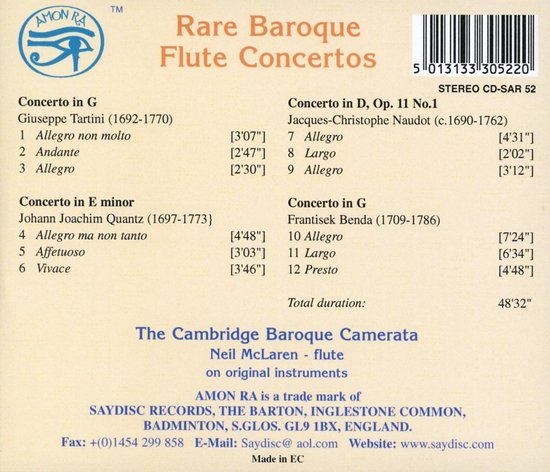 The Cambridge Baroque Camerata, Neil McLaren - Rare Baroque Flute ...