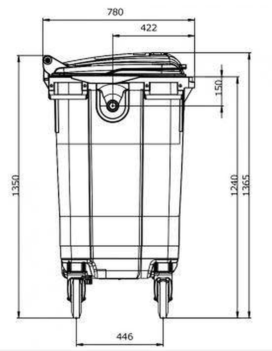 4 wiel afvalcontainer 770 liter grijs | bol.com