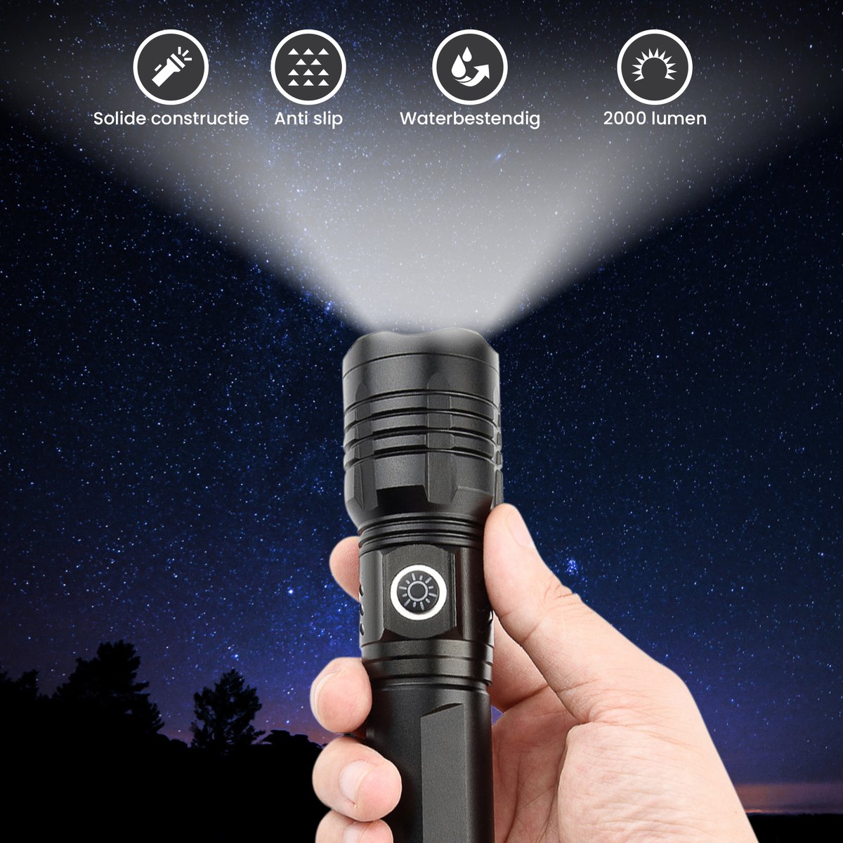 Melmö Zaklamp LED Oplaadbaar - Zaklamp LED - 5 Standen - Straal 1000 ...