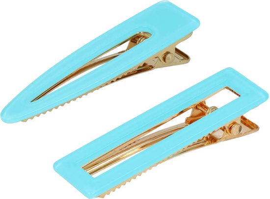 Haarspeld Duckklem Open Vorm Effen Goud Aqua Blauw 2Stuks Haarklemmen ...