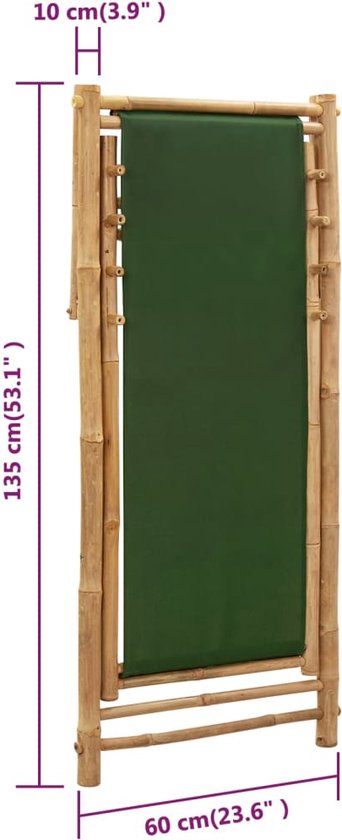 vidaXL Ligstoel bamboe en canvas groen Tuinstoel Inclusief Reiniger | bol