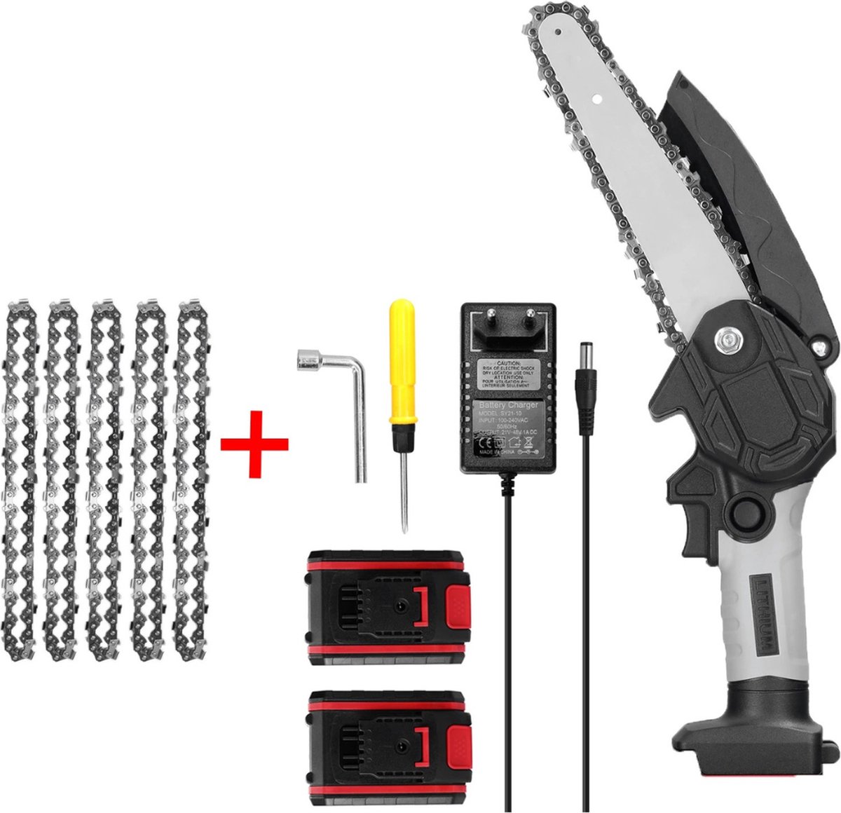 Emblemo® Mini Kettingzaag - Kettingzaag Accu Draadloos - Met 5 ...