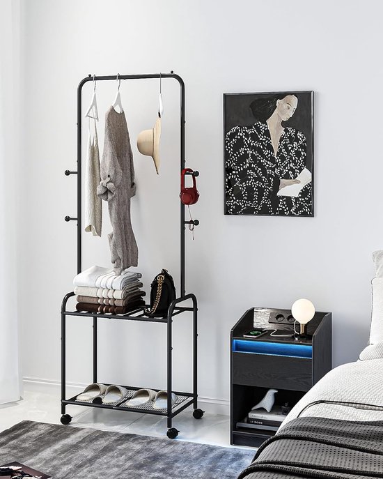 Kledingrek, kledingrek met 2-traps opbergvak, 2-in-1 design ...