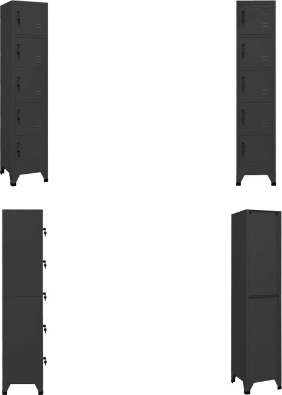 vidaXL Lockerkast 38x40x180 cm staal antracietkleurig - Lockerkast ...