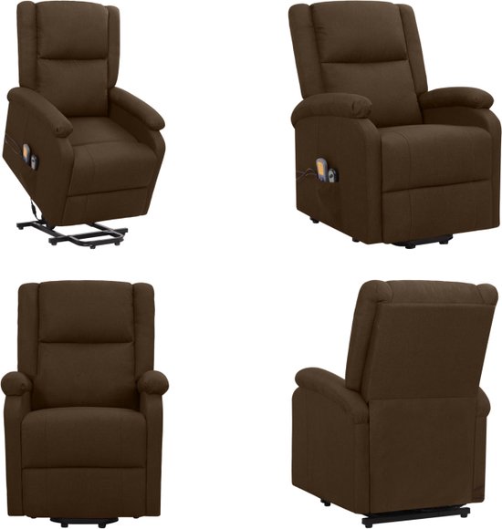 vidaXL Sta-op-massagestoel stof donkerbruin - Sta-opstoel - Sta ...