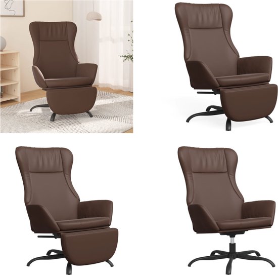 vidaXL Relaxstoel met voetensteun glanzend kunstleer bruin - Relaxstoel ...