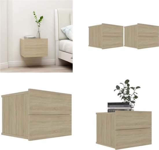 vidaXL Tables de chevet 2 pcs 40x30x30 cm Aggloméré Chêne Sonoma coloré ...