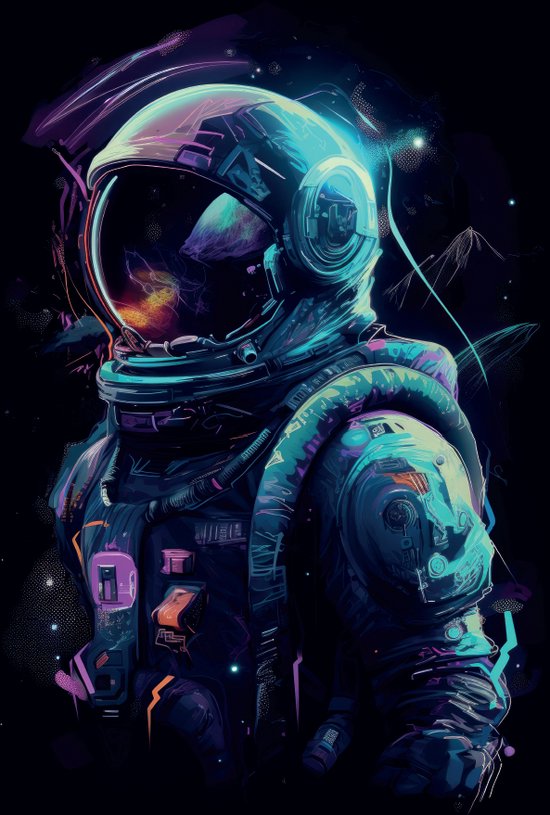 Astronaut Space Colours Art Print 40x50cm | Poster | bol