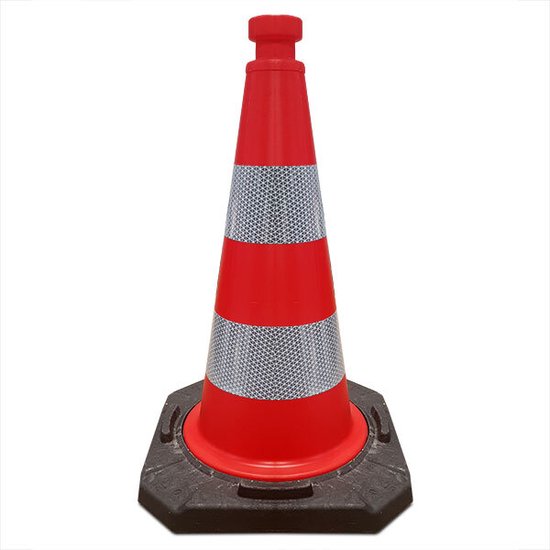 Verkeers pion met zware voet - 50 cm PVC - Oranje/Wit - Klasse 2 ...