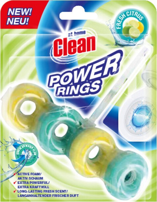 6x At Home Toiletblok Power Rings Fresh Citrus 40 gr | bol