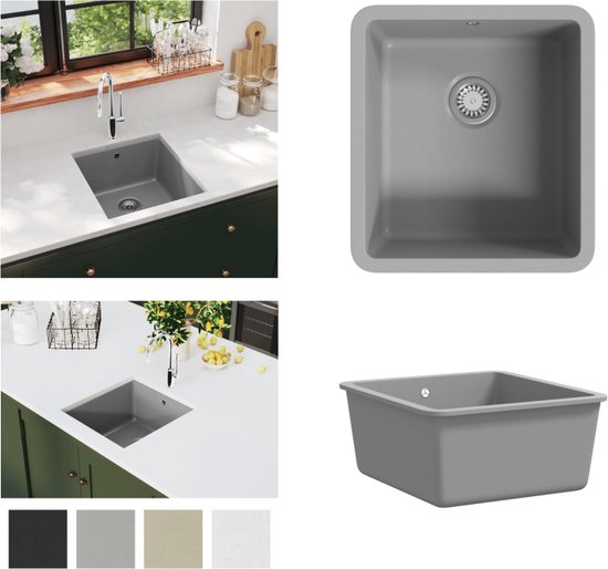 vidaXL Gootsteen enkele bak graniet grijs - Spoelbak - Spoelbakken ...