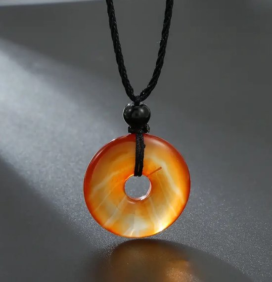 Rode Agaat - Kunstmatige ronde donut edelsteel kristallen ketting ...