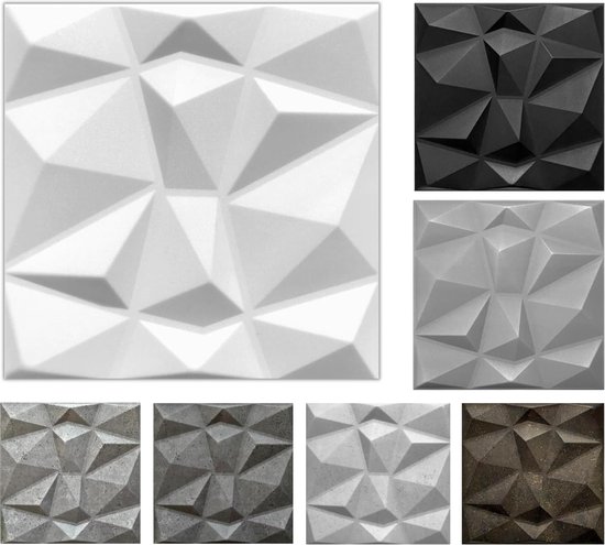 Eurodeco 3D Wandpanelen - 24 Stuks, Kleur Grijs, Design Diamant ...