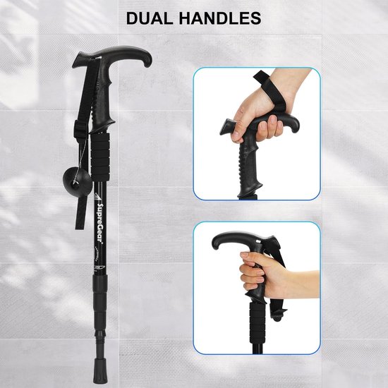Wandelstokken, 2-Pack Aluminium Wandelstokken met 4 Secties Verstelbaar ...