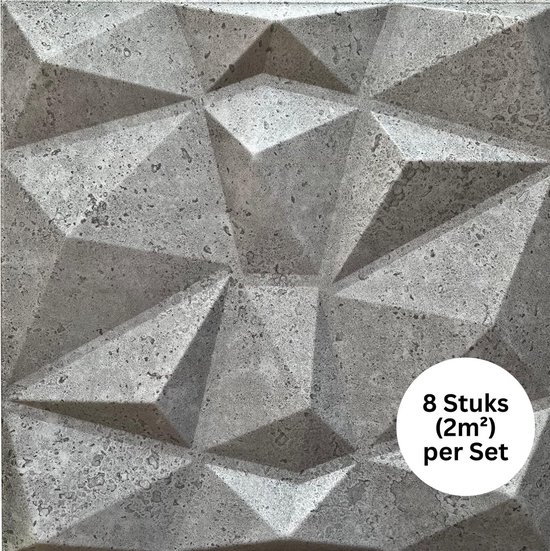 Eurodeco 3D Wandpanelen - Set van 8 Stuks, Kleur Betonlook 43, Design ...