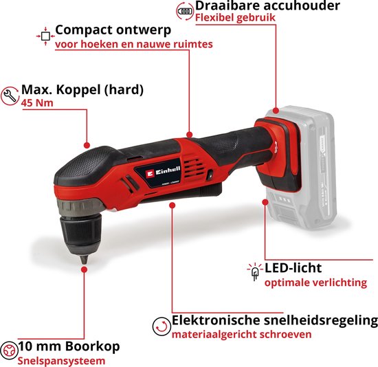 Einhell Accu Haakse Boor-/Schroefmachine TE-AD 18 Li Solo - Power X-Change - 18... | bol