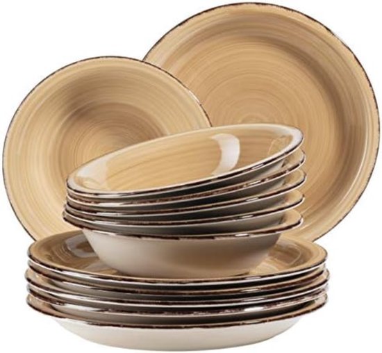 Bordenset 12 Delig - Bordenset Servies - Beige | bol