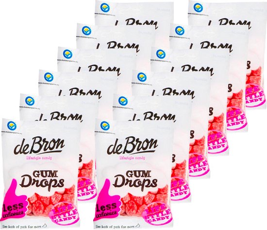 De Bron | Gum Drops | Framboos | 12 stuks | 12 x 100 gram | bol