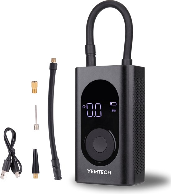 YEMTECH® Draagbare Elektrische Luchtcompressor – Fietspomp, Autobandenpomp & Powerbank... | bol